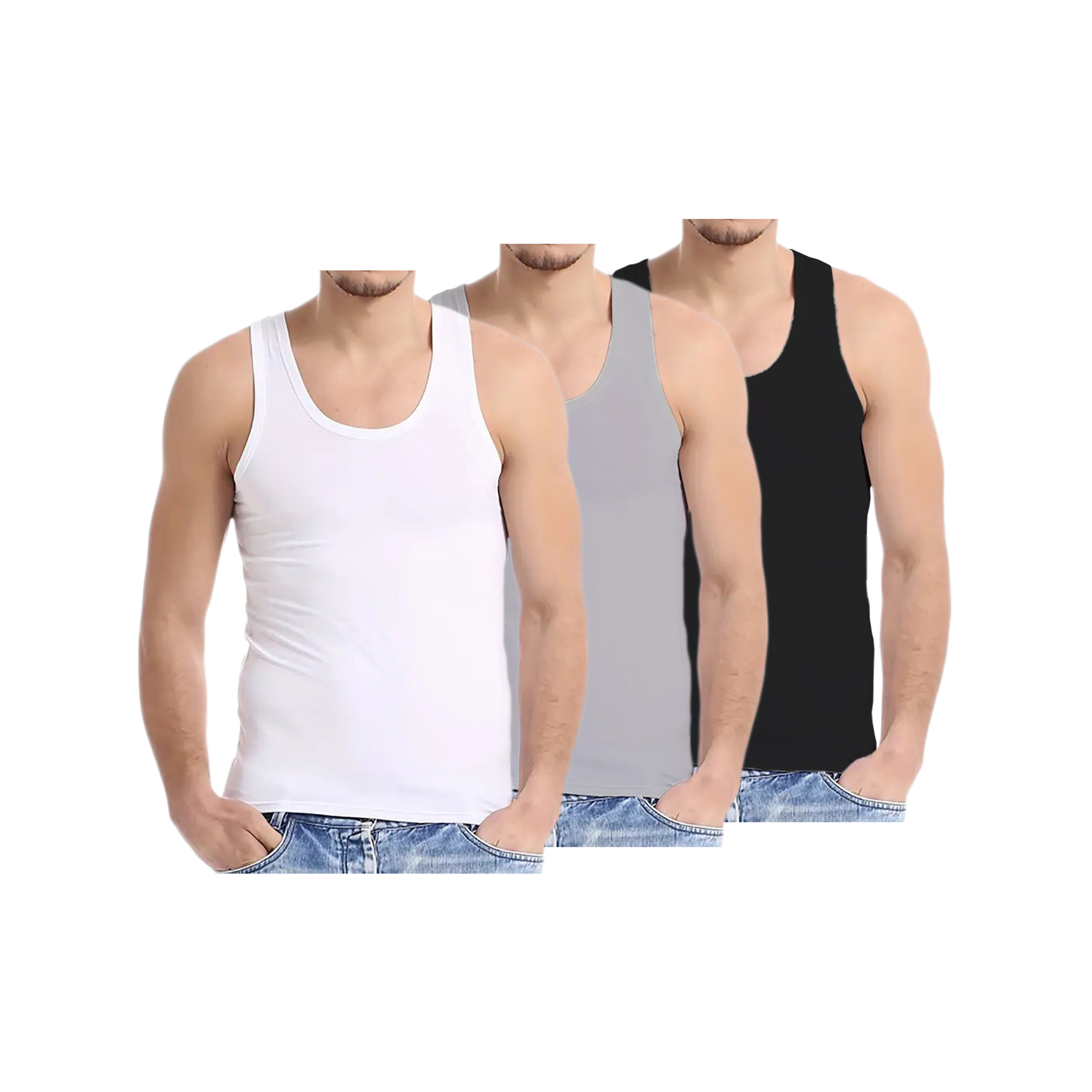 Bahob® 3 Pack Mens Vest tops Cotton Plain Underwear summer | Men Tank Tops